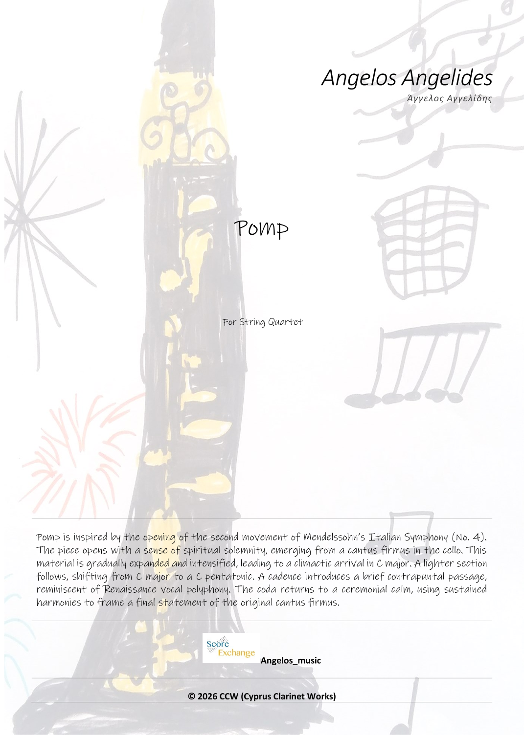 Pomp (for string quartet) by Angelos Angelides Sheet Music for String ...