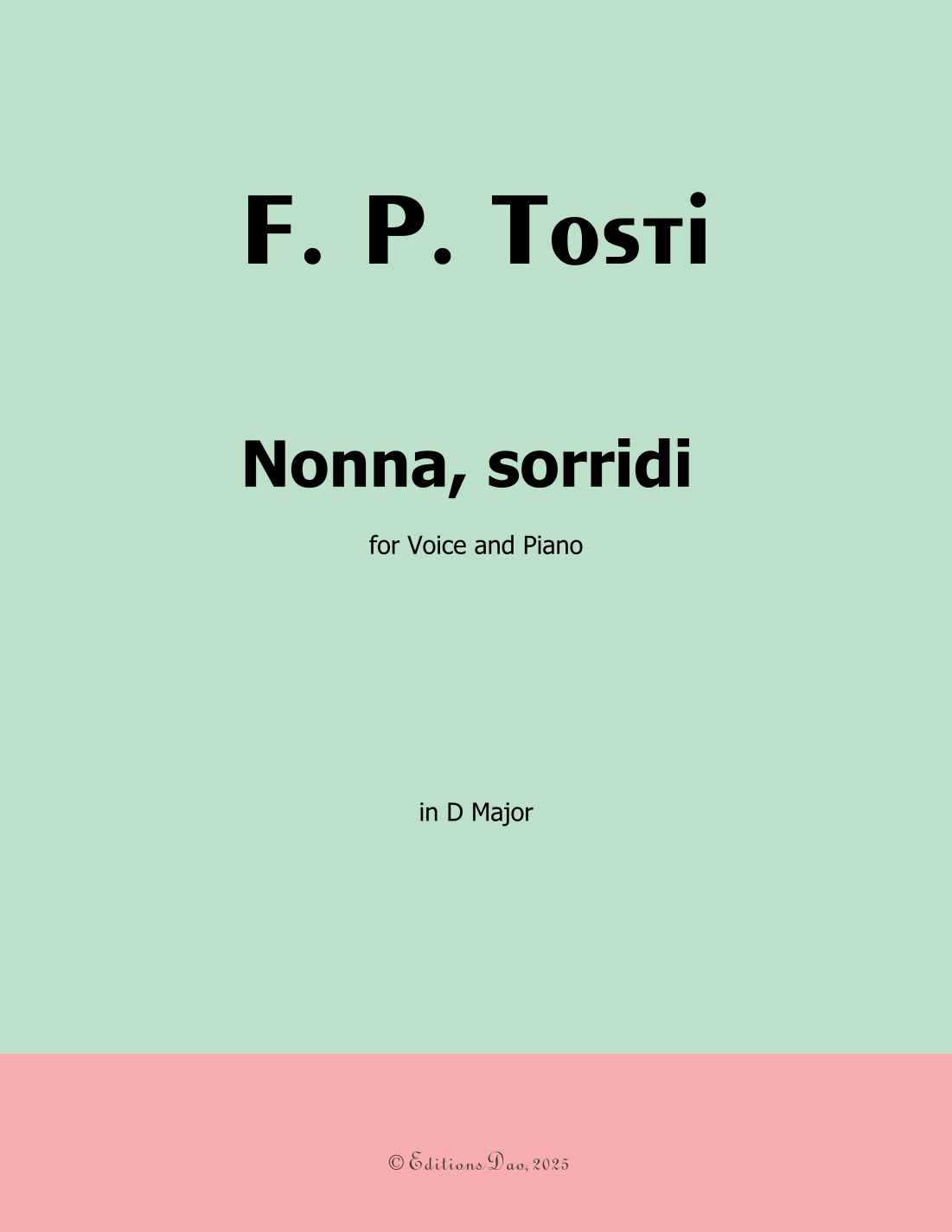 Nonna, sorridi, by Francesco Paolo Tosti, in D Major (arr. Editions Dao ...