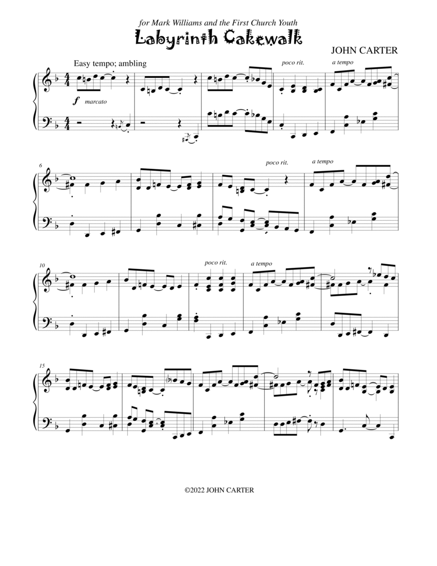 Labyrinth Cakewalk by John Carter Sheet Music for Piano Solo at Sheet ...