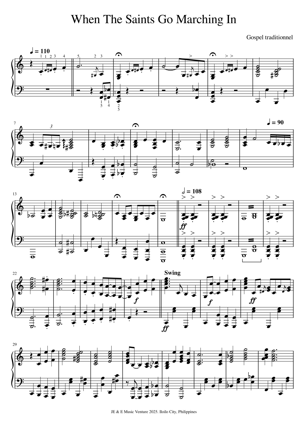 When the Saints Go Marching In (Jazz) (arr. Unknown) by Traditional ...