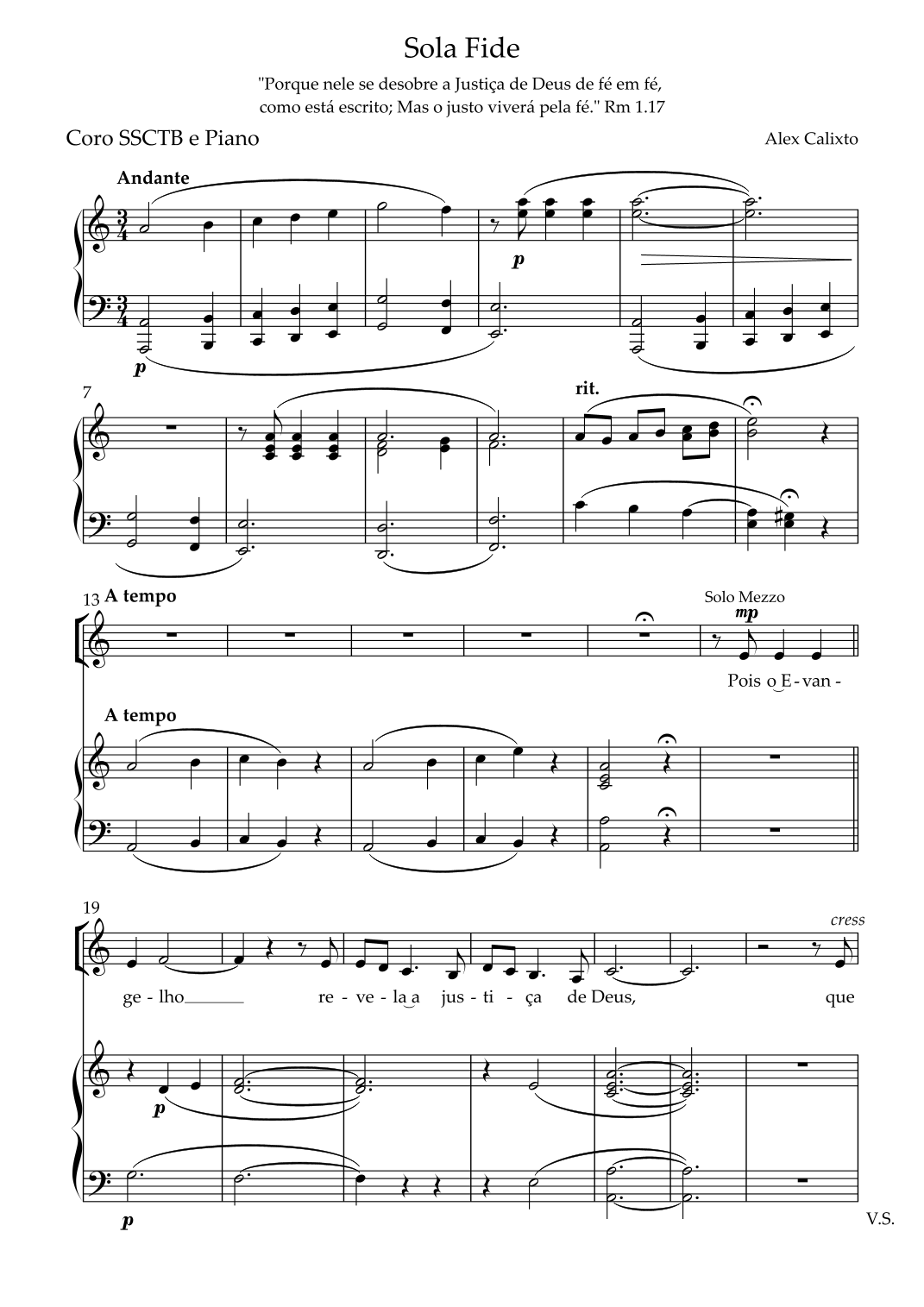 SOLA FIDE by ALEX CALIXTO Sheet Music for SATB Choir at Sheet Music Direct