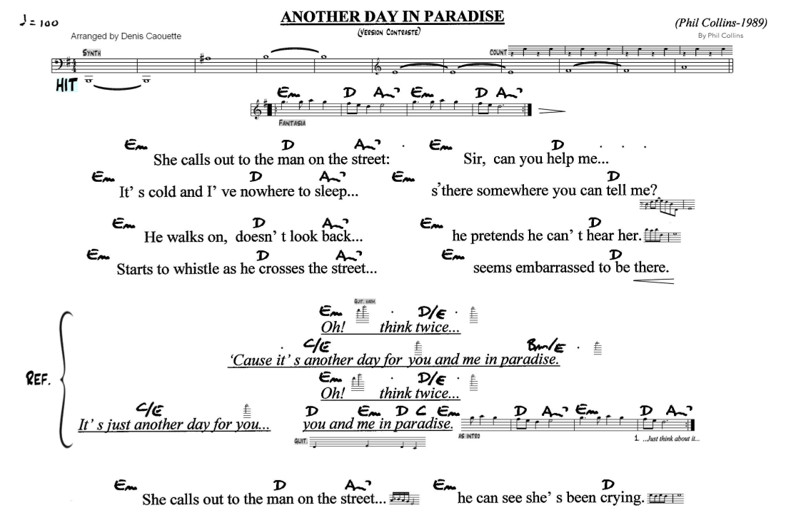 Another Day In Paradise (arr. Denis Caouette) by Phil Collins Sheet ...
