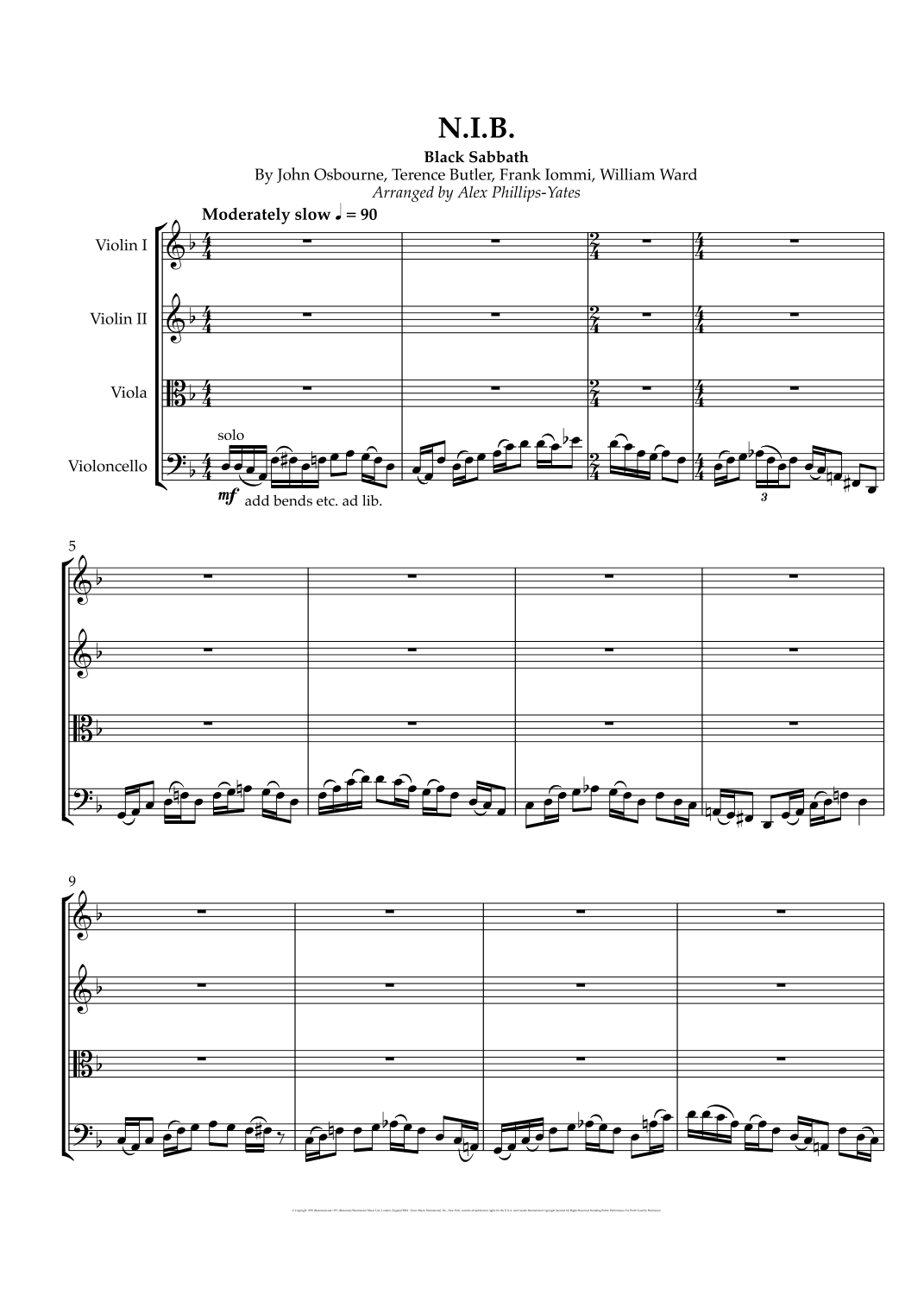 N.I.b. (arr. Alex Phillips-Yates) by Black Sabbath Sheet Music for ...