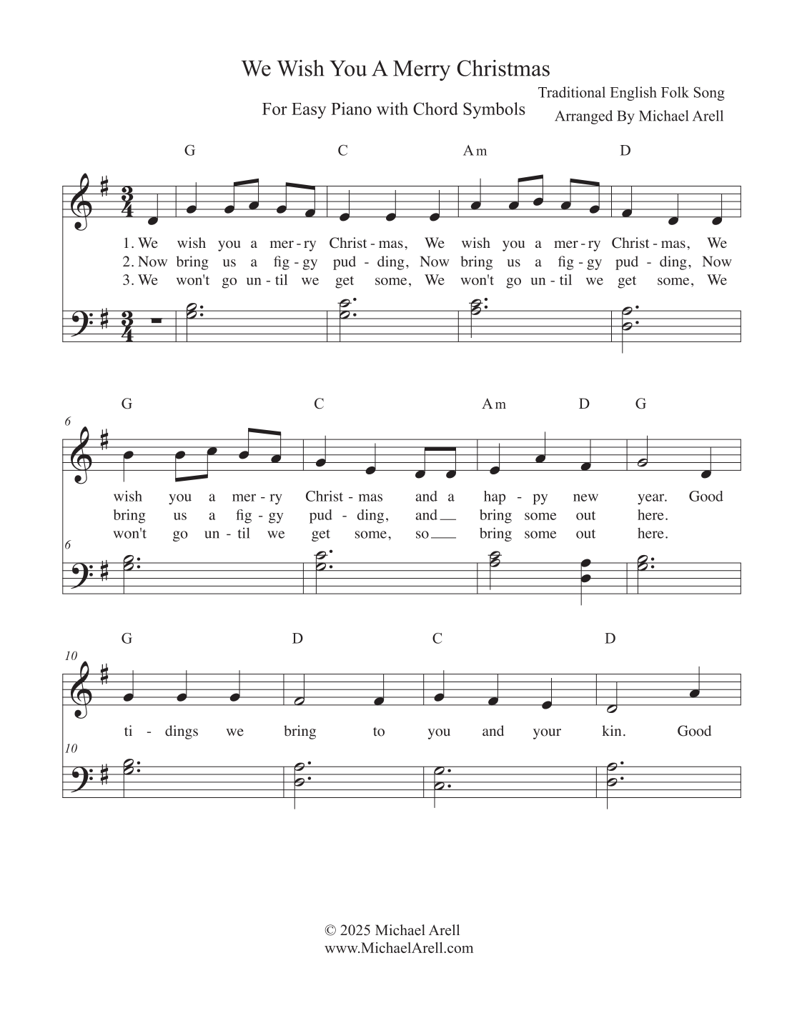 We Wish You A Merry Christmas For Piano arr Michael Arell By George We Wish You A Merry Christmas For Piano arr Michael Arell By George