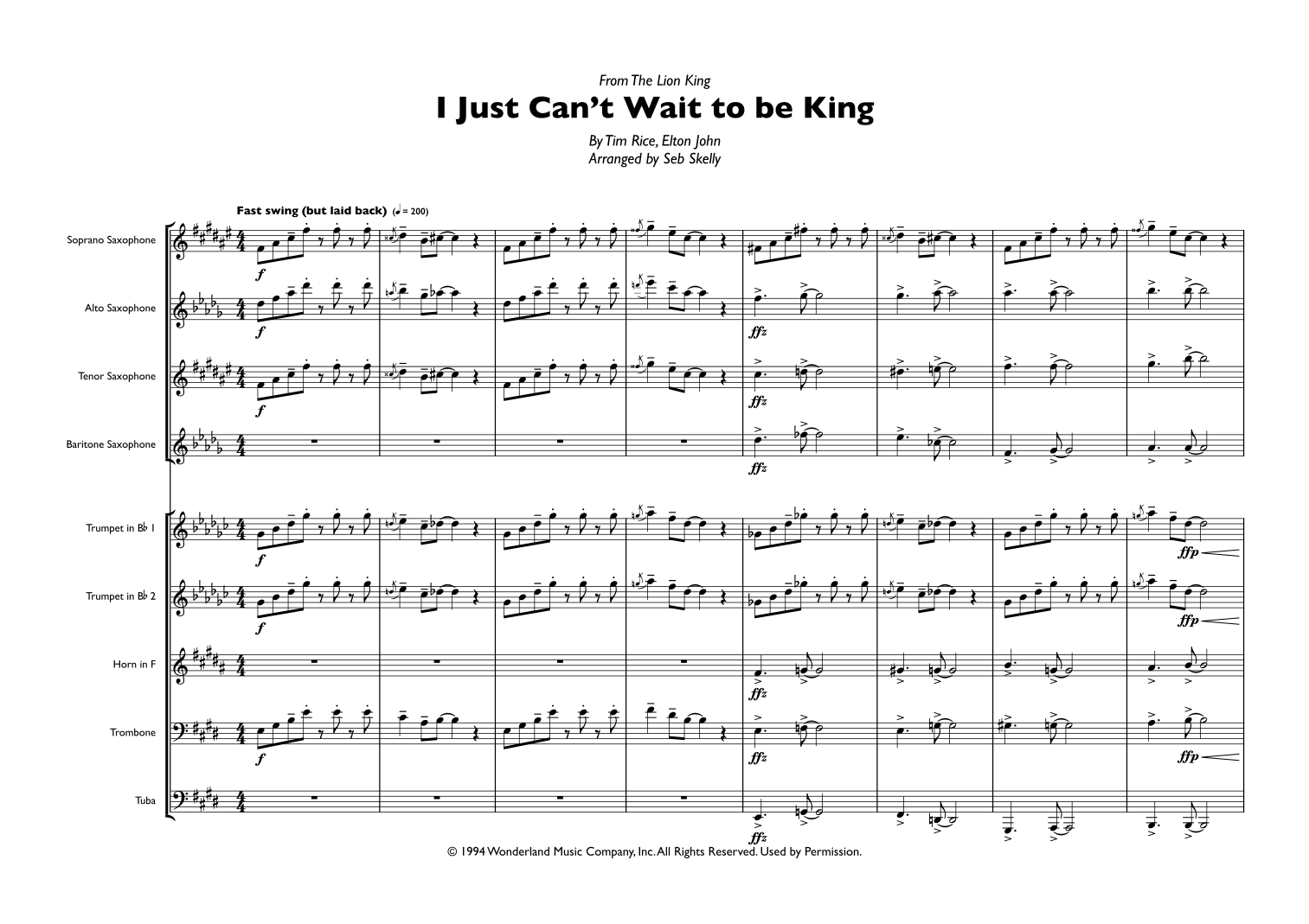 I Just Can't Wait To Be King (arr. Seb Skelly) von Tim Rice Noten zum ...