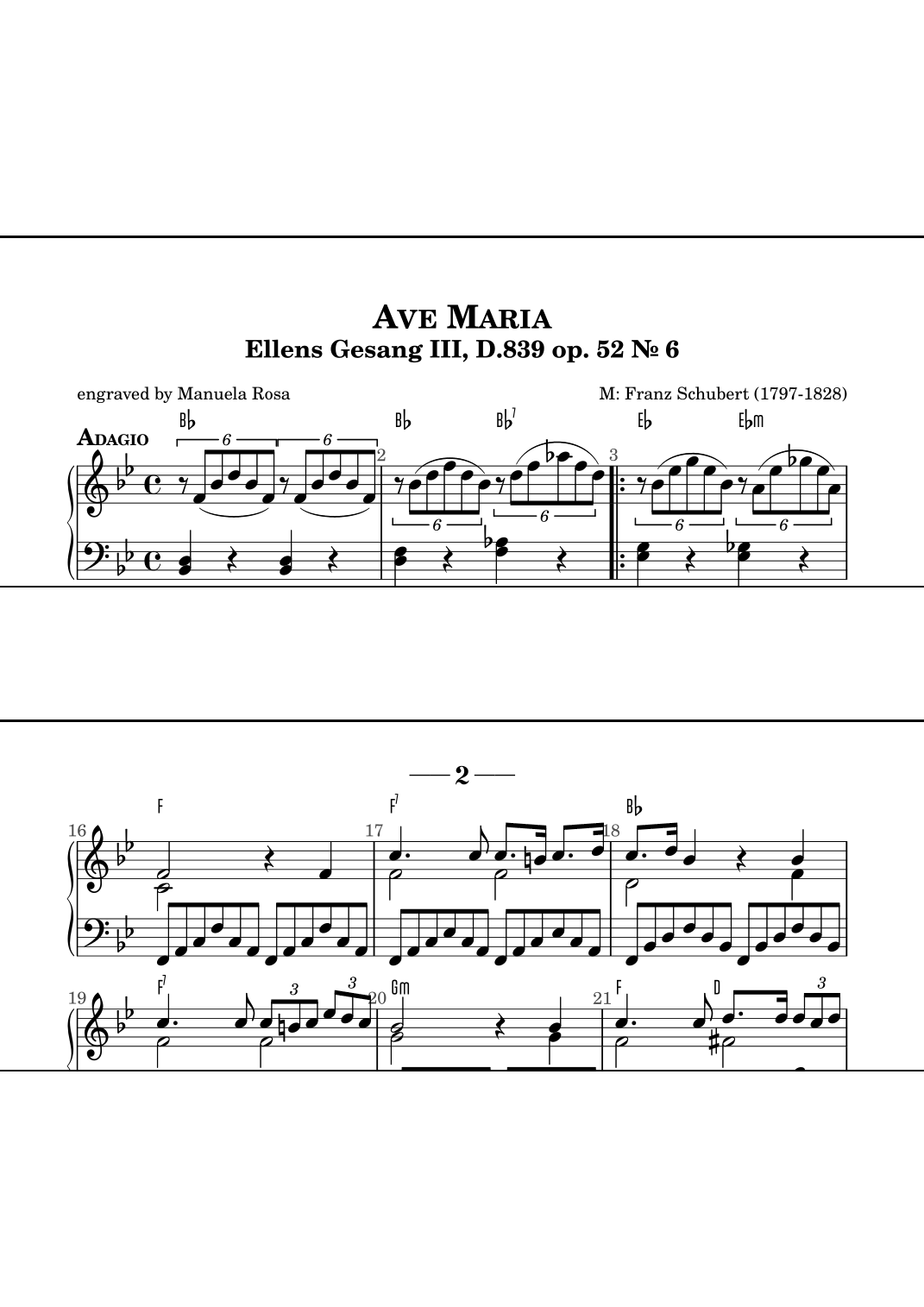 Ave Maria (Schubert) (arr. Manuela Rosa) par Franz Schubert Partitions ...