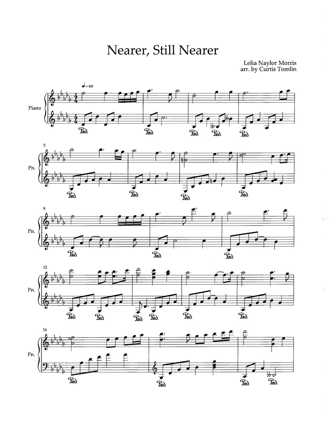 Nearer, Still Nearer (arr. Curtis Tomlin by Curtis Tomlin Sheet Music ...