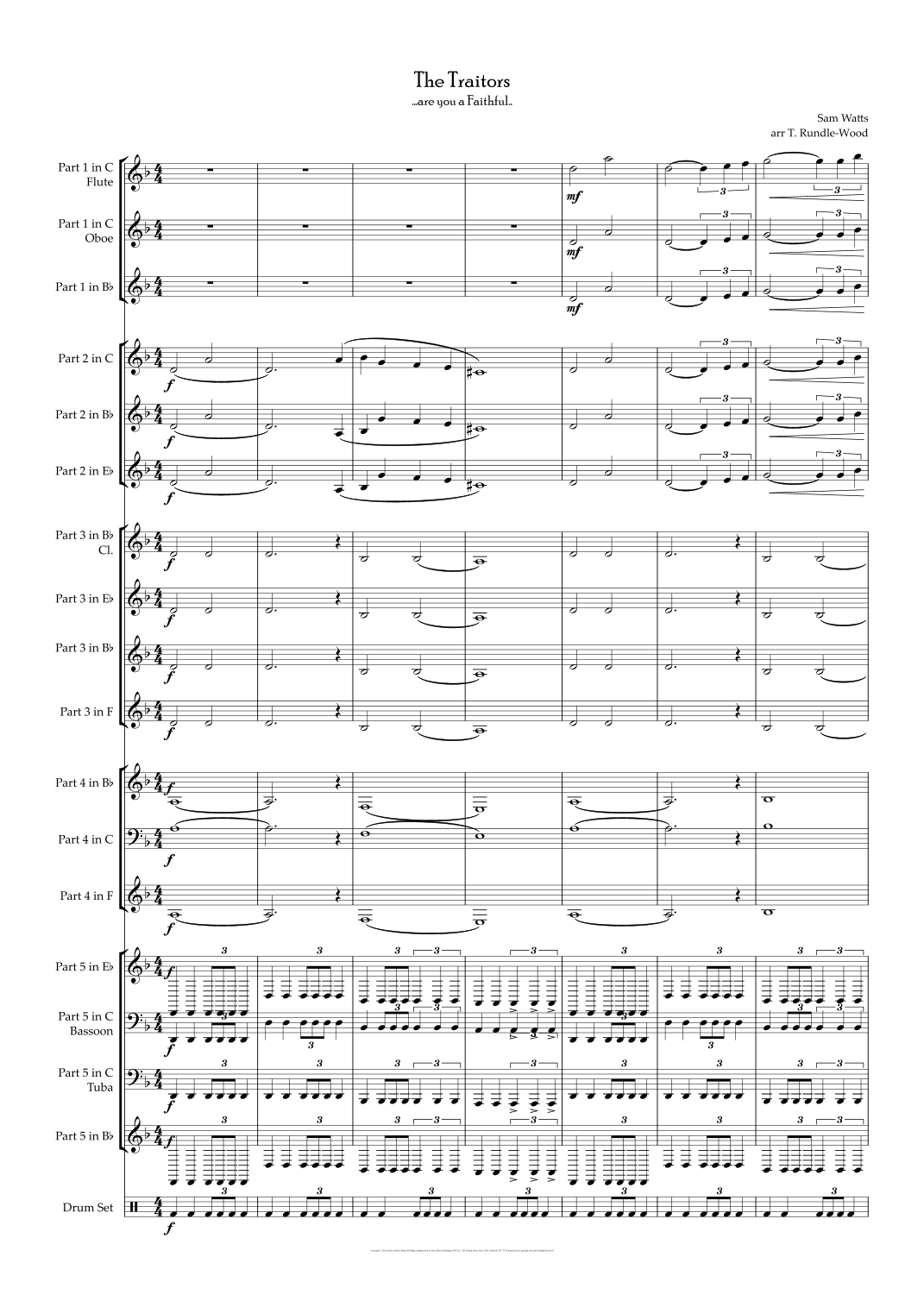 The Traitors Main Theme (arr. Tom Rundle-Wood) by (P/k/a Sam Watts ...