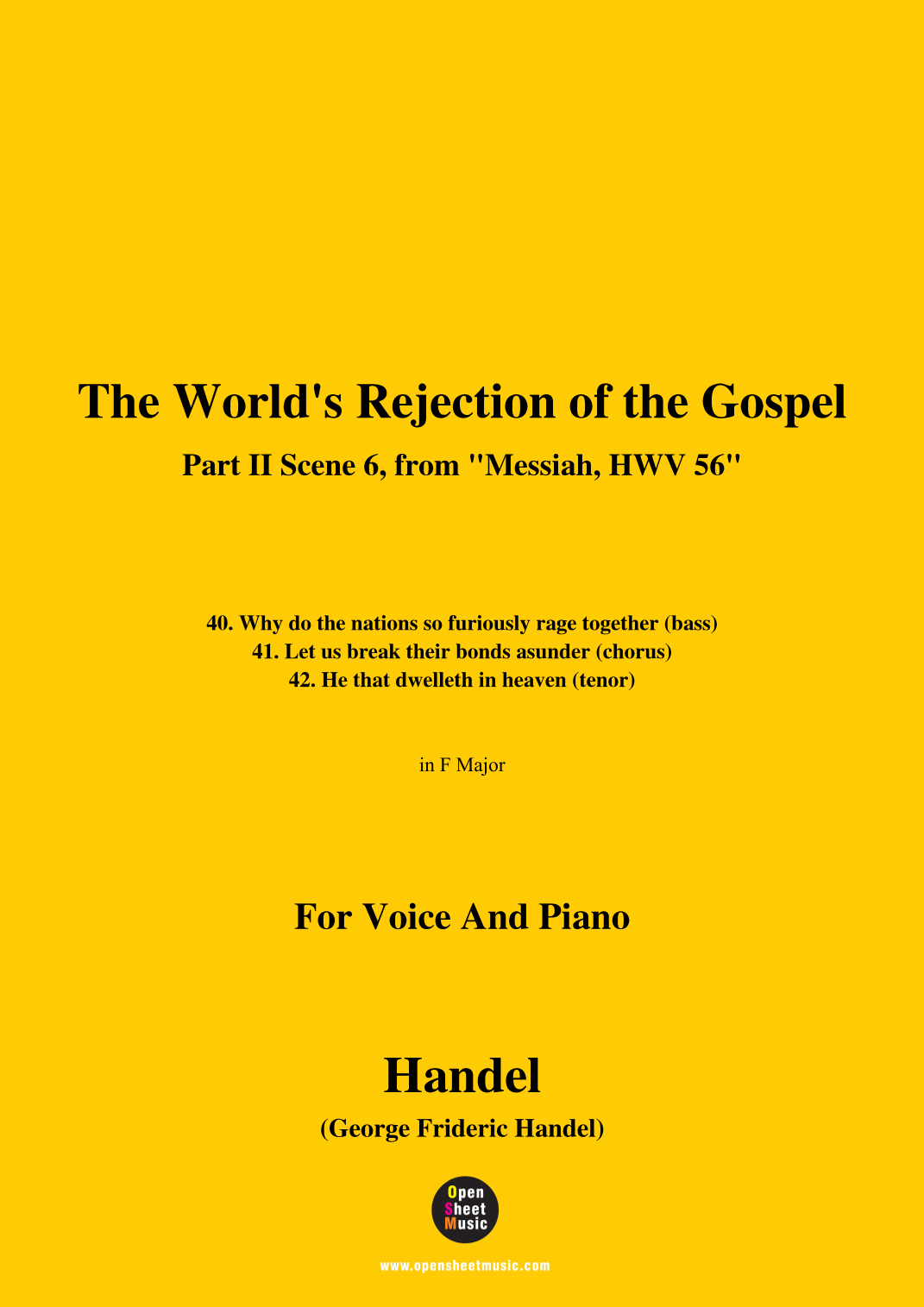 Handel-The World's Rejection of the Gospel,in F Major (arr. OSM Press ...