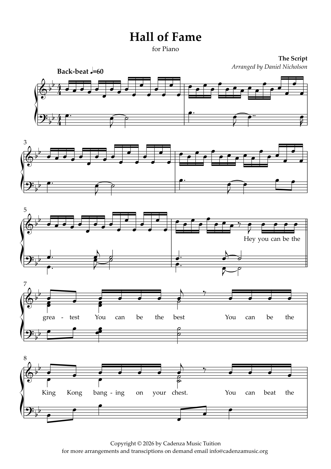 Hall Of Fame (arr. Daniel Nicholson) by The Script feat. will.i.am ...