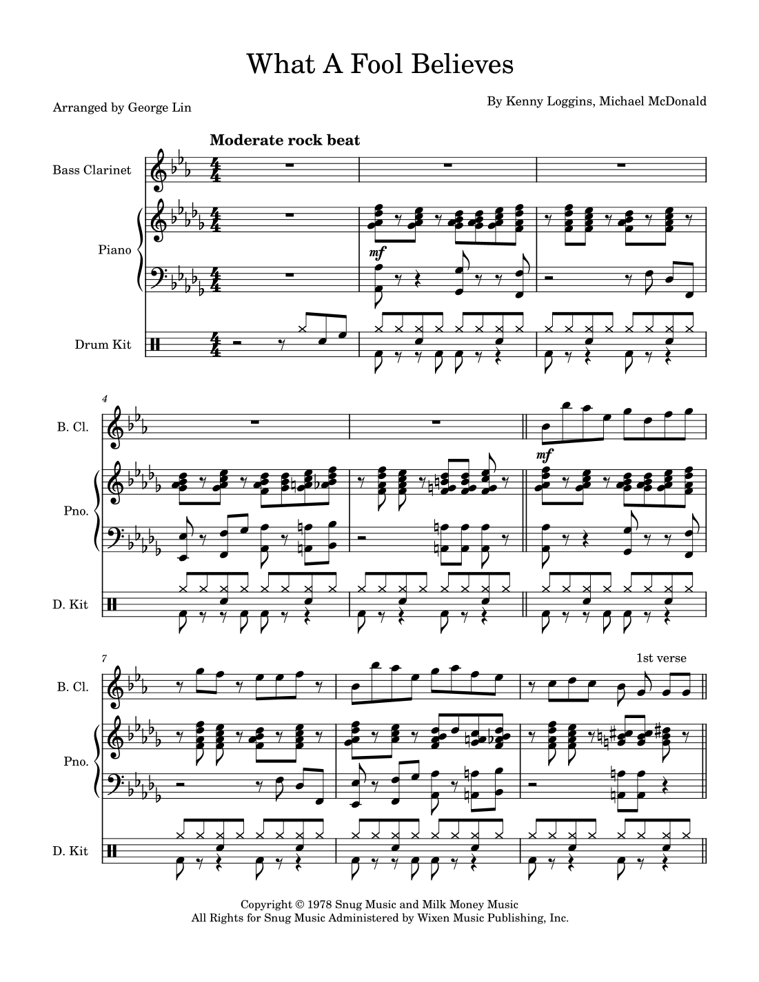 What A Fool Believes (arr. George Lin) by The Doobie Brothers Sheet ...