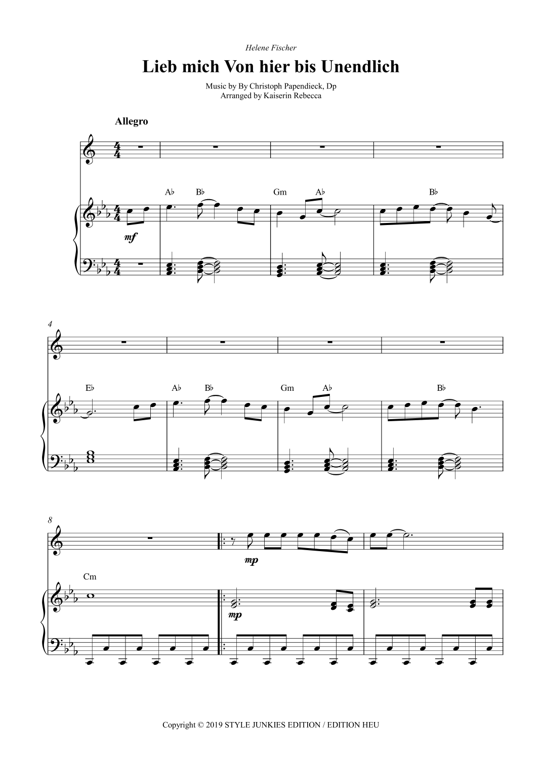 Lieb Mich Von Hier Bis Unendlich (arr. Kaiserin Rebecca) por Helene ...