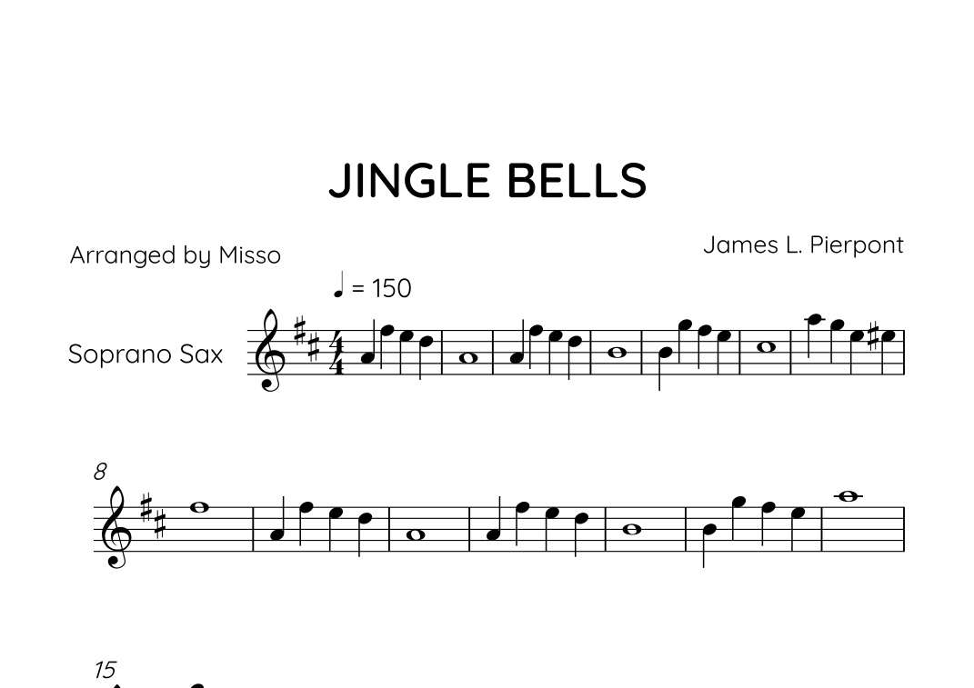 Jingle Bells - Soprano Sax in C Major - Beginner (arr. MissoRB) par ...