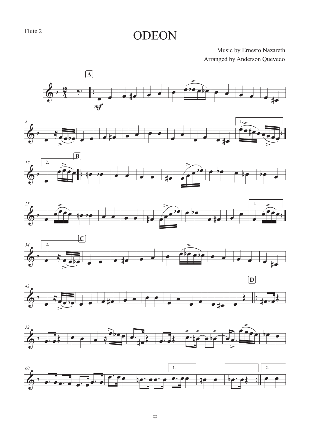 Odeon by Ernesto Nazareth for Flute by Ernesto Nazareth Sheet Music for Flute Solo at Sheet ...