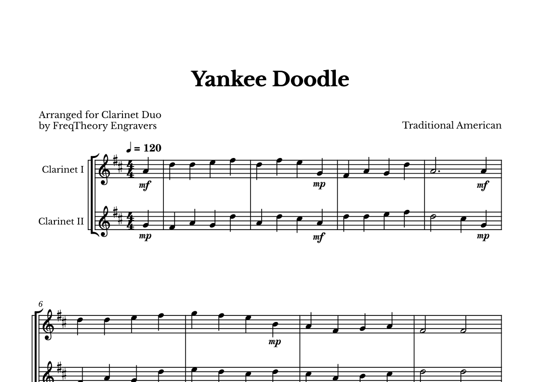 Yankee Doodle - For Clarinet Duet (arr. FreqTheory Engravers) by ...