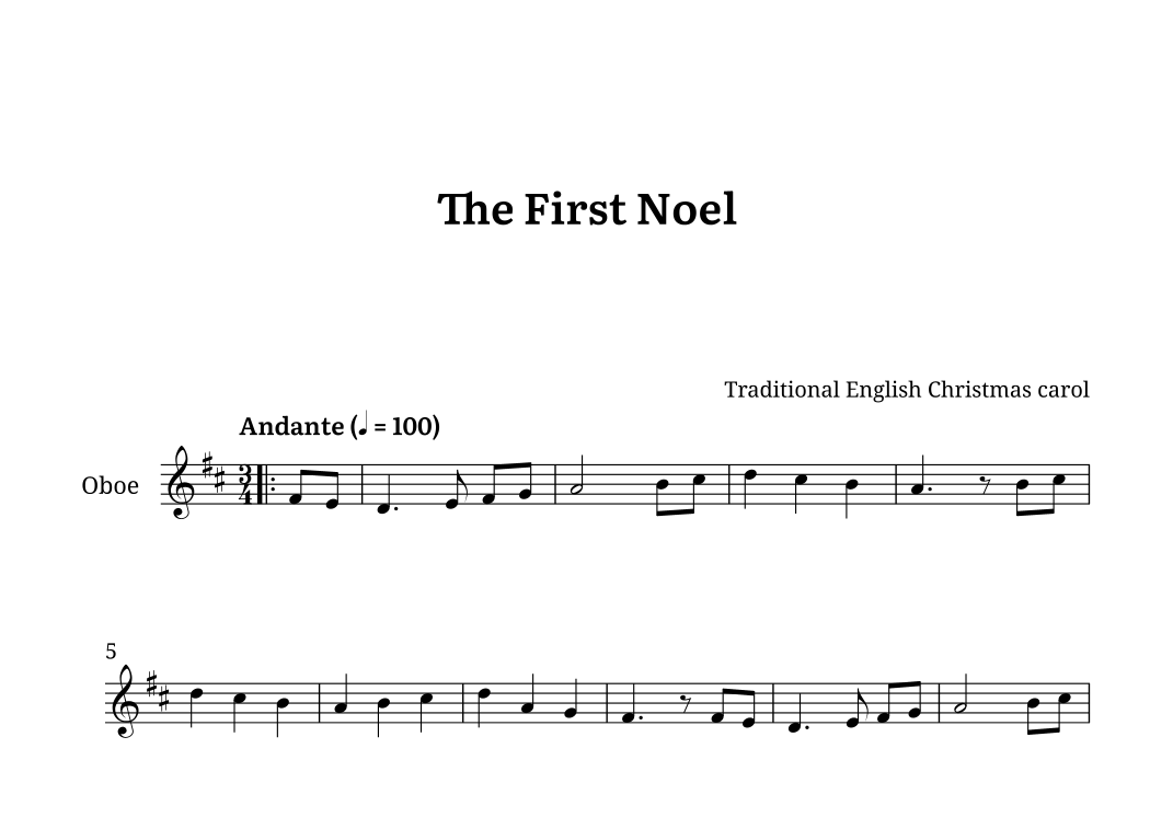The First Noel — Oboe (C major) (arr. D. M. Scores) by Traditional ...