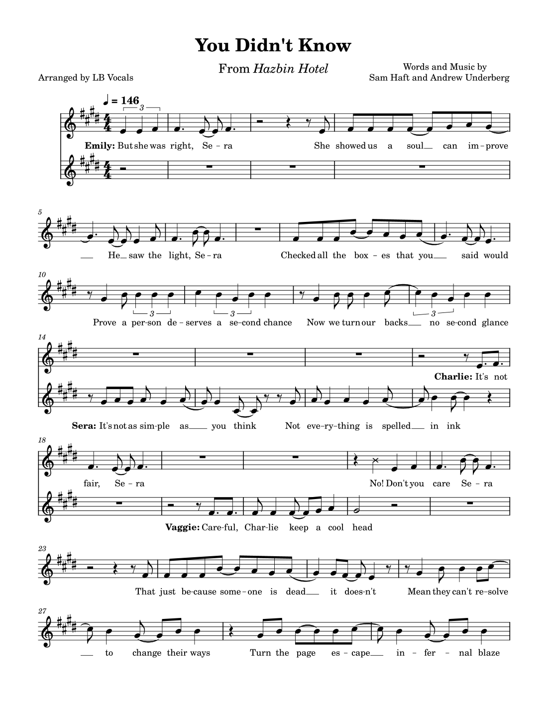 Hazbin Hotel- You Didn't Know: Vocal Lines Partituras | Andrew ...