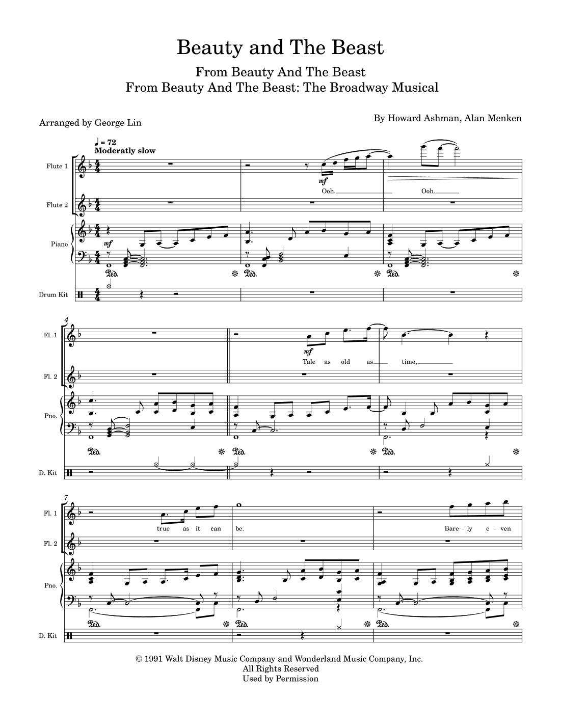 Beauty And The Beast (arr. George Lin) by Celine Dion & Peabo Bryson ...
