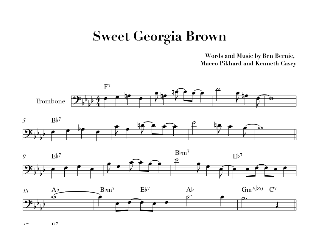 Sweet Georgia Brown - Ab Major (arr. DA Castro) by Ben Bernie, Maceo ...