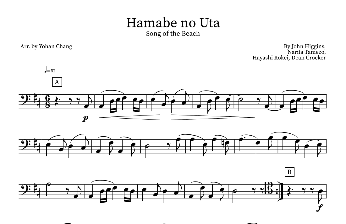 Hamabe No Uta (Song Of The Beach) (arr. Yohan Chang) by Hayashi Kokei ...