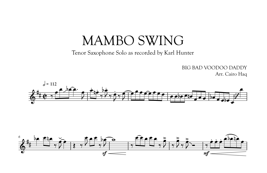 Mambo Swing - Tenor Saxophone Solo by Big Bad Voodoo Daddy Sheet Music ...