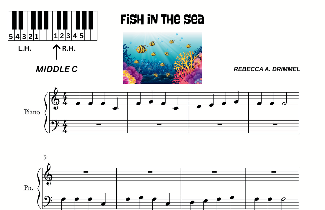 Fish in the sea by Rebecca A. Drimmel Sheet Music for Easy Piano at ...