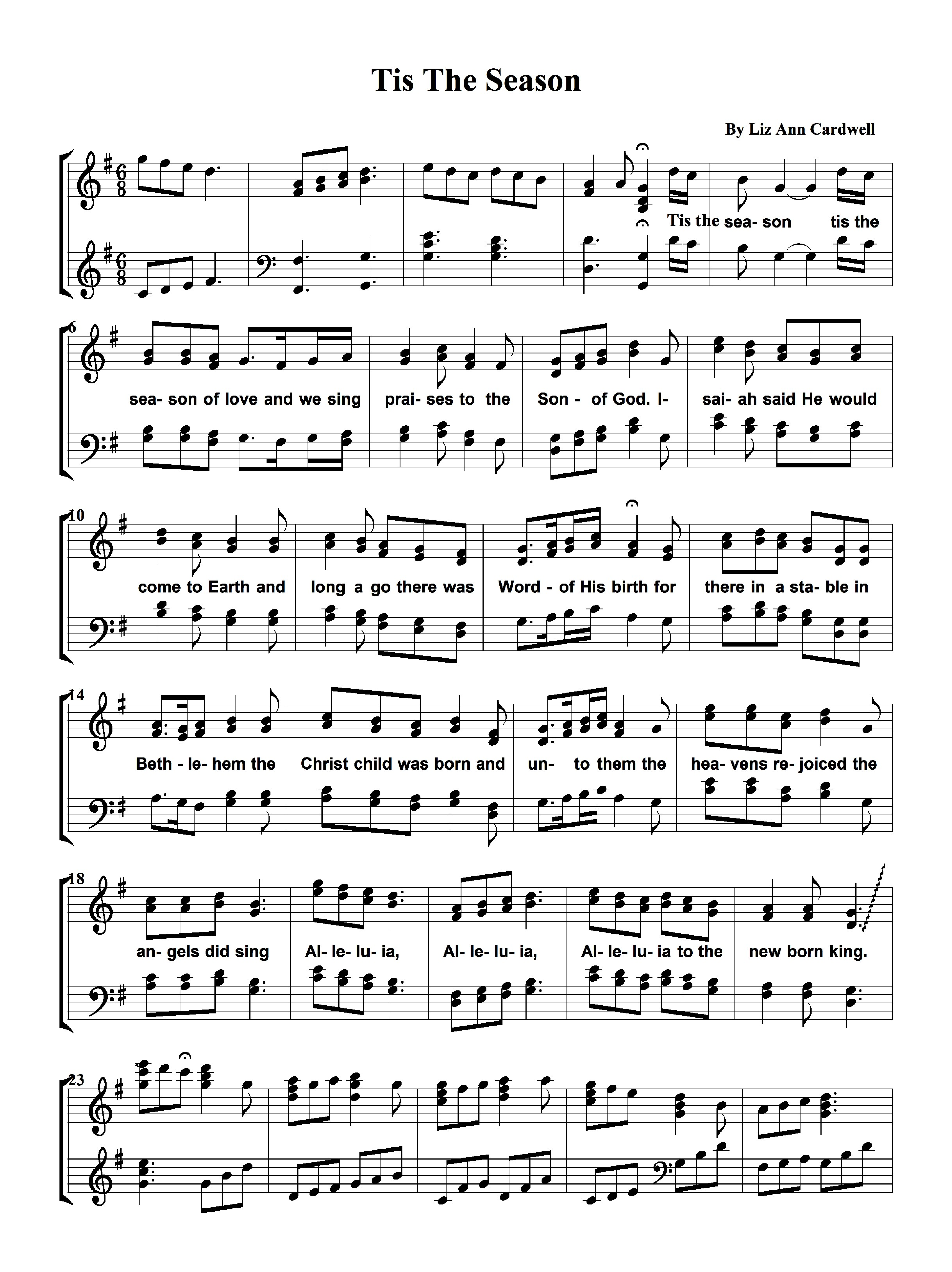 Tis The Season by Liz Ann Cardwell Sheet Music for Piano & Vocal at ...