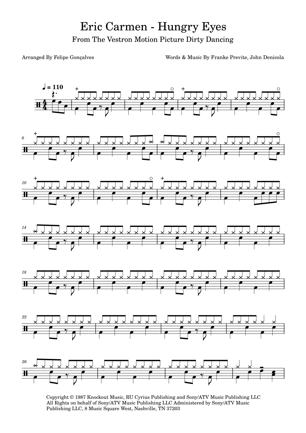 Hungry Eyes (arr. Felipe Gonçalves) by Eric Carmen Sheet Music for ...