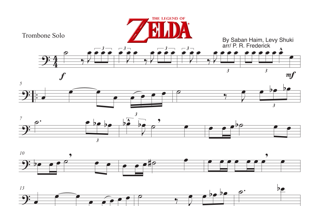 Legend Of Zelda (arr. P. R. Frederick) by Shuki Levy Sheet Music for ...