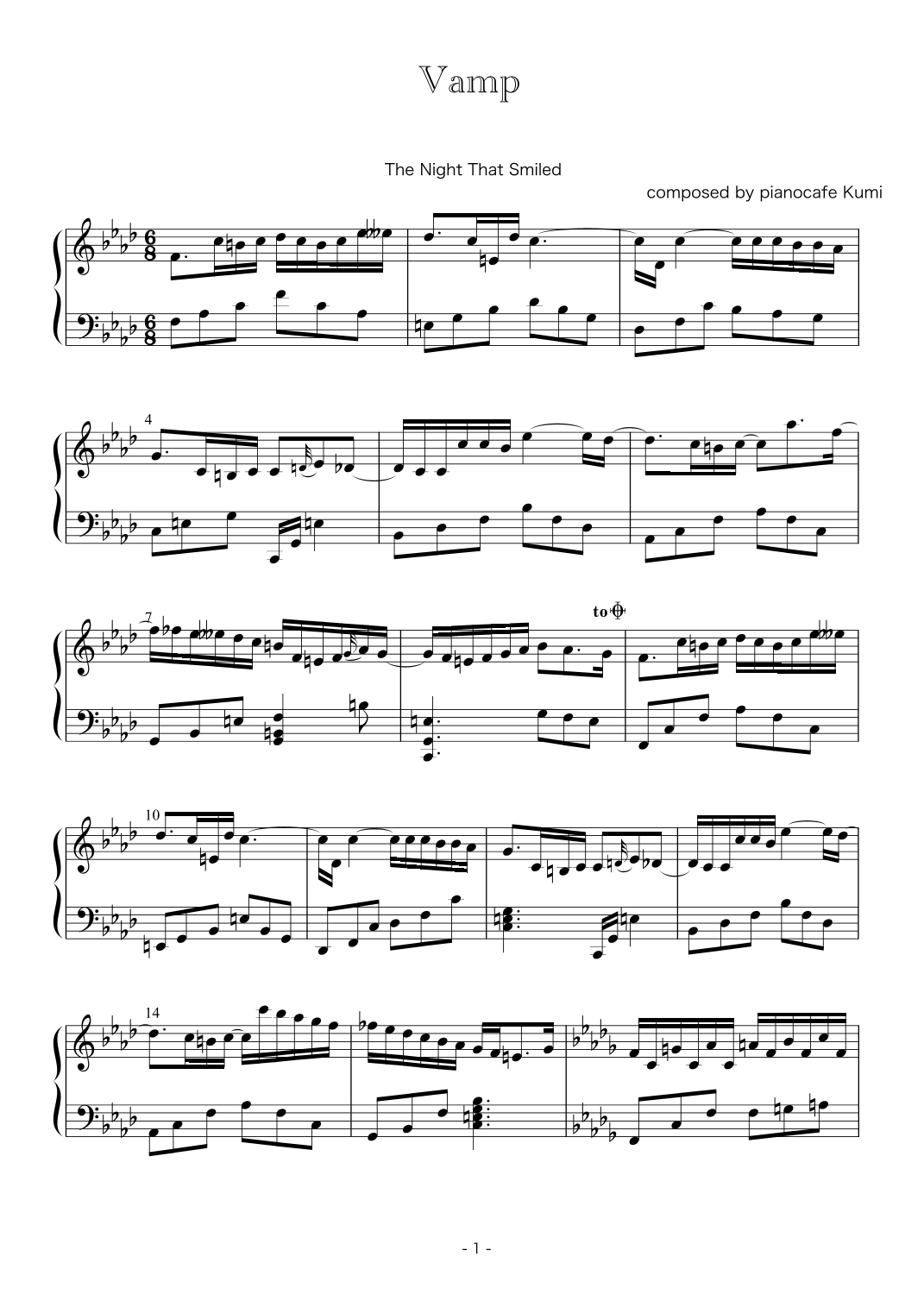 Vamp by pianocafe Kumi Sheet Music for Piano Solo at Sheet Music Direct