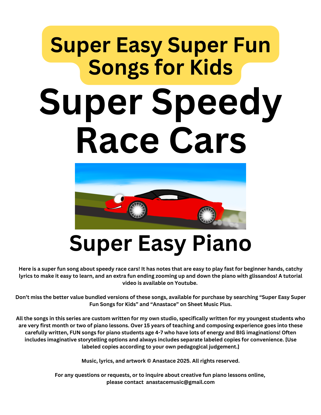 Super Speedy Race Cars - Super Easy Super Fun Songs for Kids (Studio ...