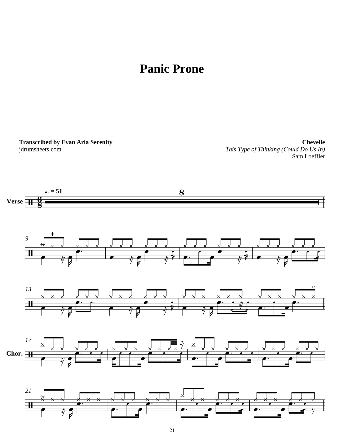 Panic Prone (arr. Evan Aria Serenity) by Samuel Loeffler Sheet Music ...