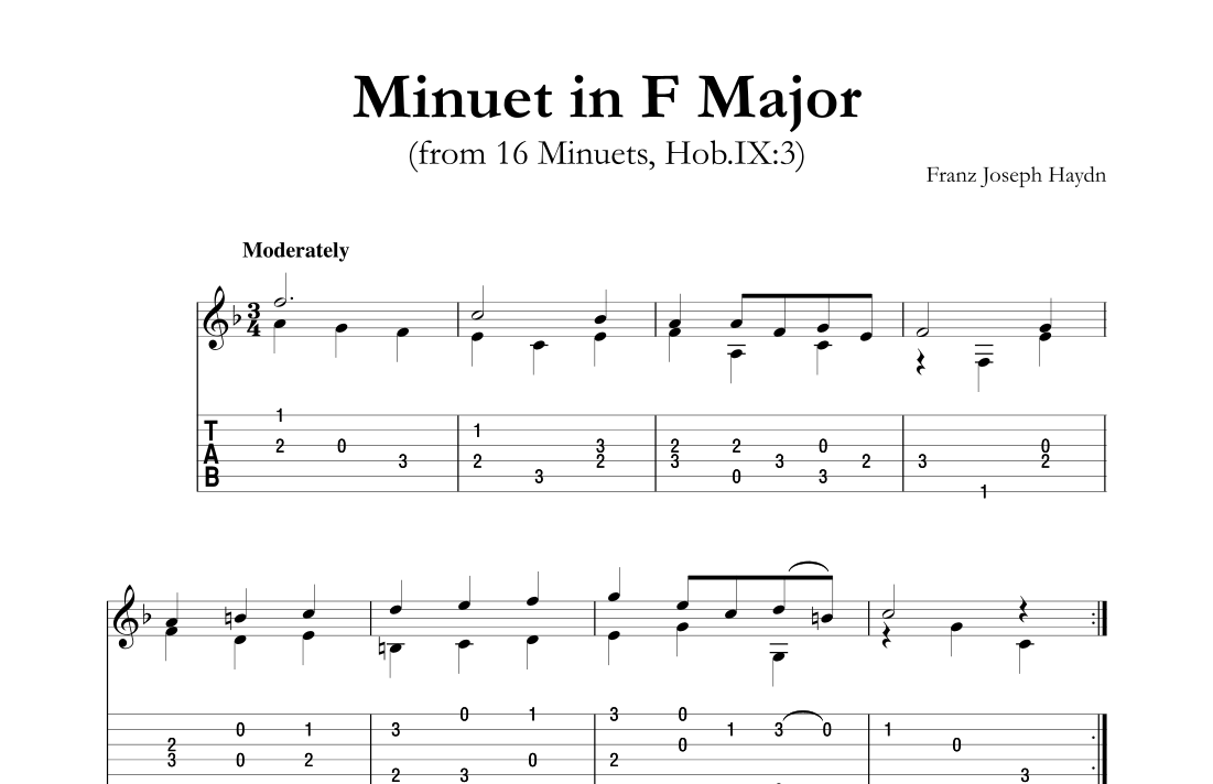 Minuet in F Major (from 16 Minuets, Hob.IX:3, No. 2) (arr. Mark ...