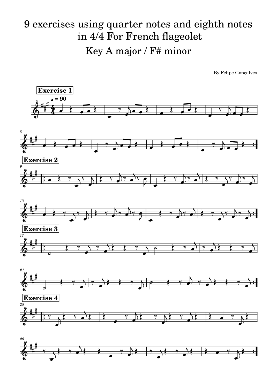 9 exercises using quarter notes & eighth notes for French flageolet ...