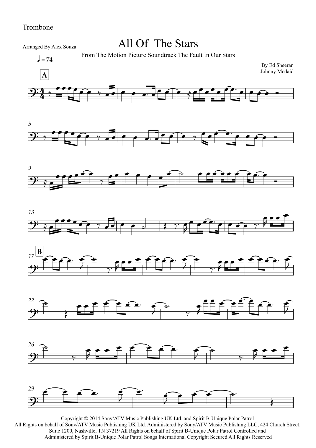 All Of The Stars (arr. Alex Souza) by Ed Sheeran Sheet Music for ...