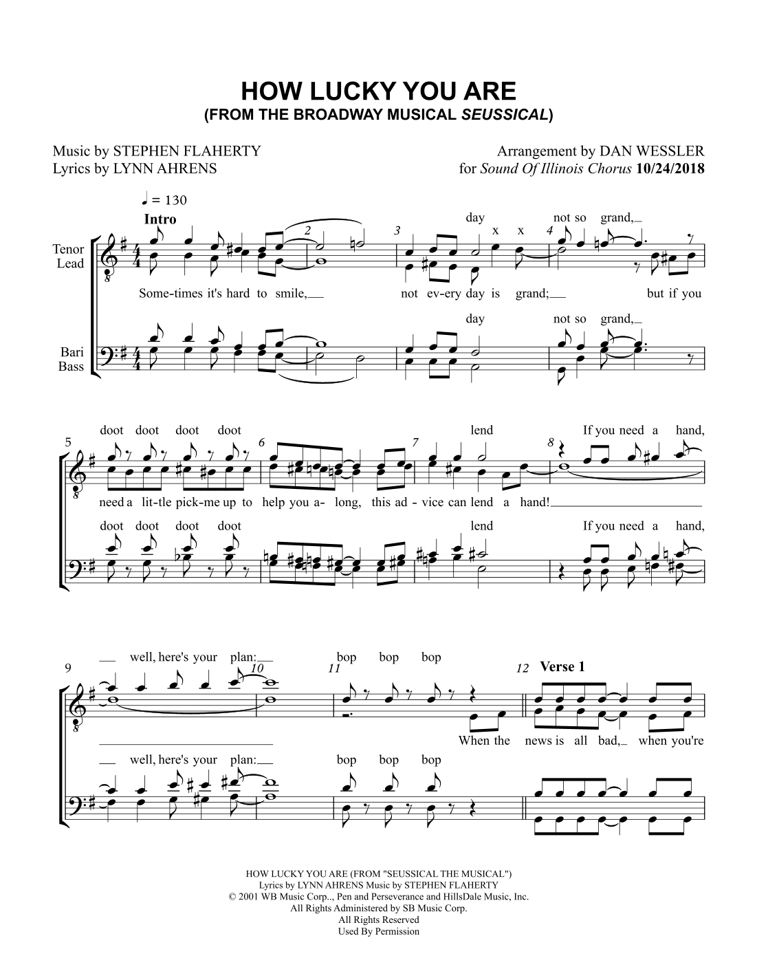 How Lucky You Are by Stephen Flaherty Sheet Music for TTBB Choir (arr ...