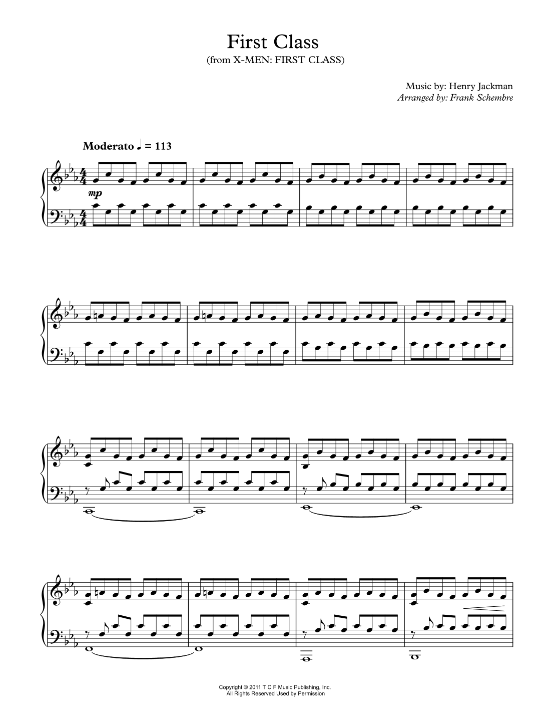 First Class (arr. Frank Schembre) by Henry Jackman Sheet Music for ...