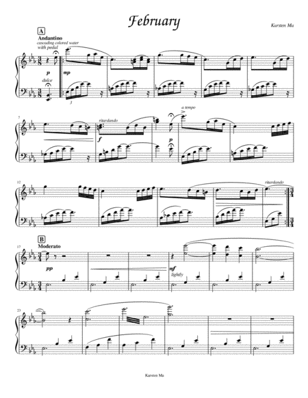 A Theme in February by Karsten Ma Sheet Music for Piano Solo at Sheet ...