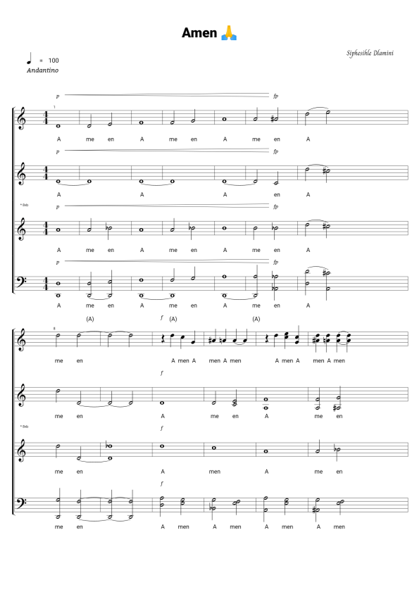 AMEN by Siphesihle Dlamini Sheet Music for SATB Choir at Sheet Music Direct