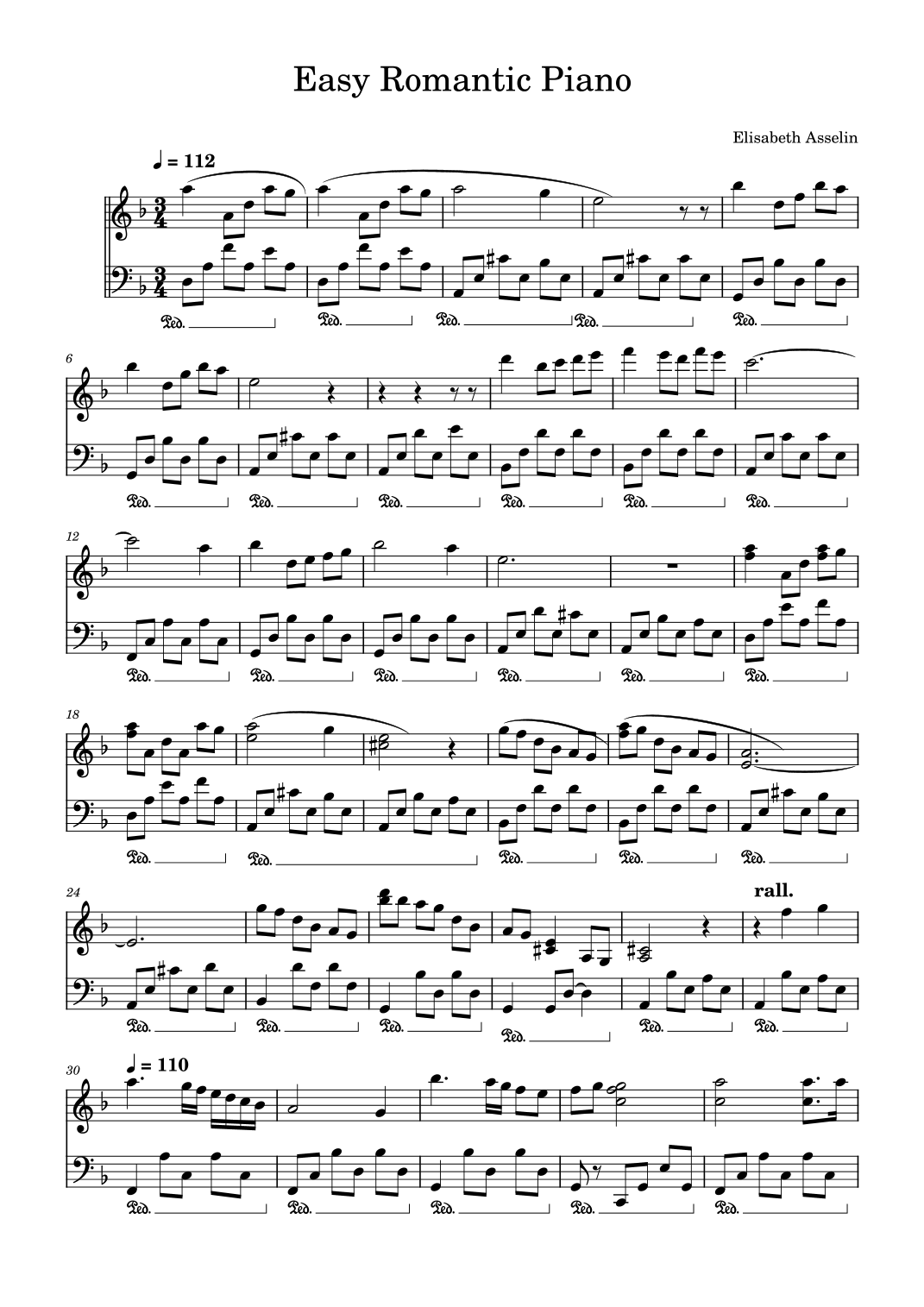 Easy romantic piano by Elisabeth Asselin Sheet Music for Piano Solo at ...