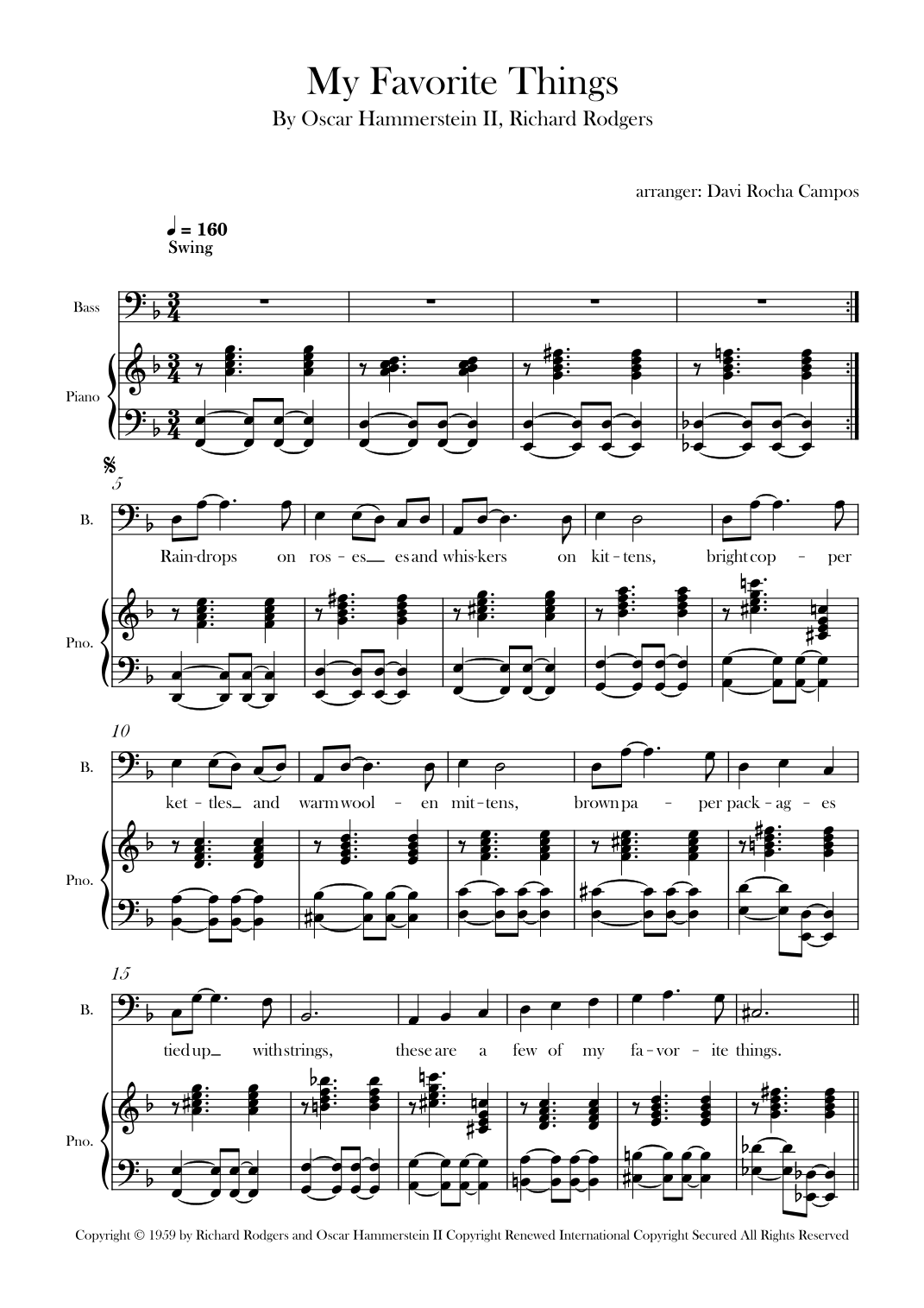 My Favorite Things (arr. Davi Rocha Campos) by John Coltrane Sheet ...