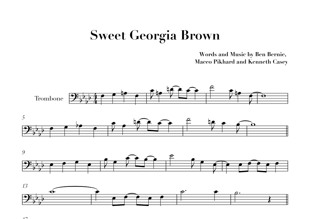 Sweet Georgia Brown - Ab Major (arr. DA Castro) by Ben Bernie, Maceo ...
