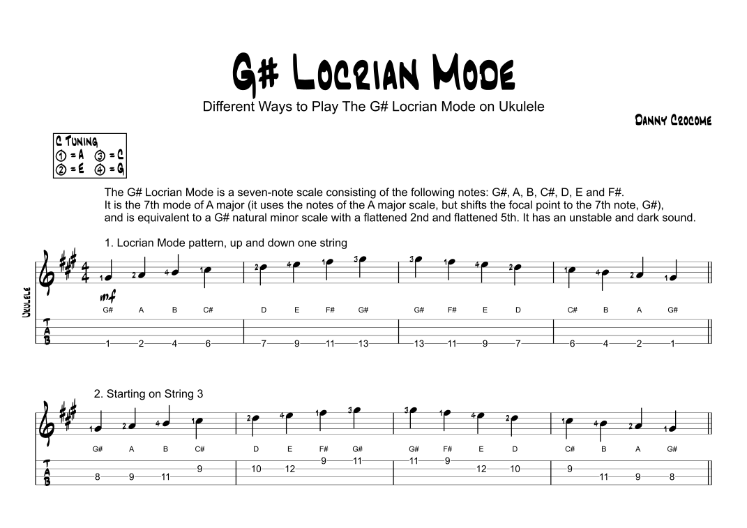 G# Locrian Mode for Ukulele (Different Ways to Play) by Traditional Sheet Music for Ukulele at ...