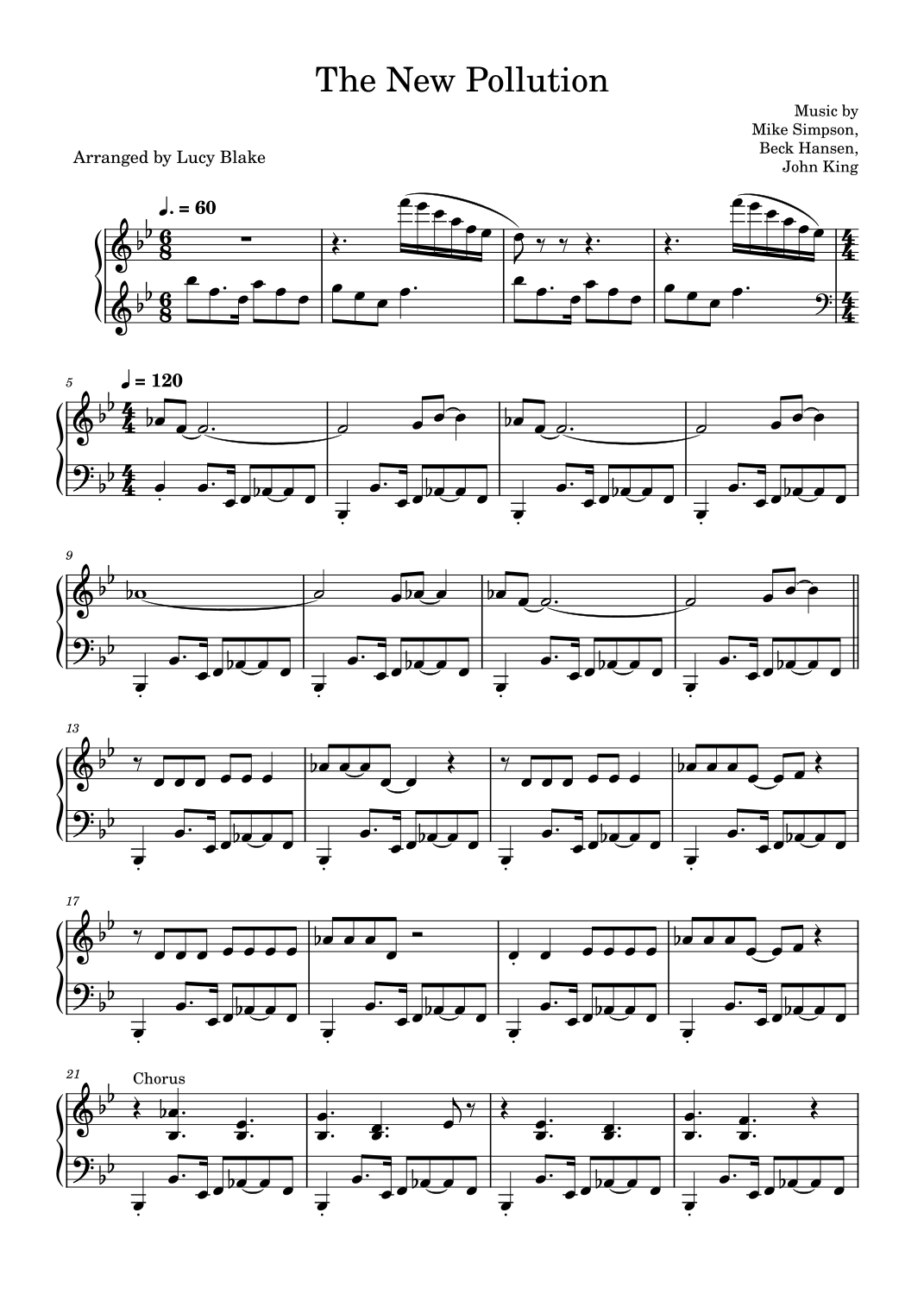 The New Pollution (arr. Lucy Blake) par Beck Partitions pour Piano solo ...