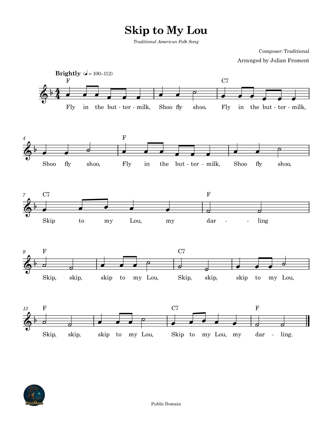 Skip to My Lou (Lead Sheet) (arr. Julian Froment) by Traditional Sheet ...