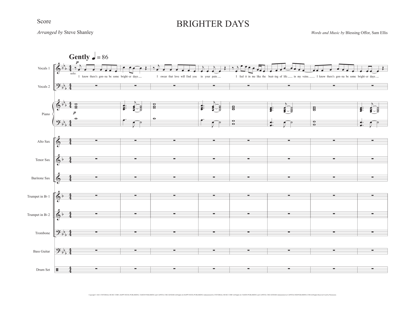 Brighter Days by Blessing Offor Sheet Music for SAB Choir (arr. Steve ...