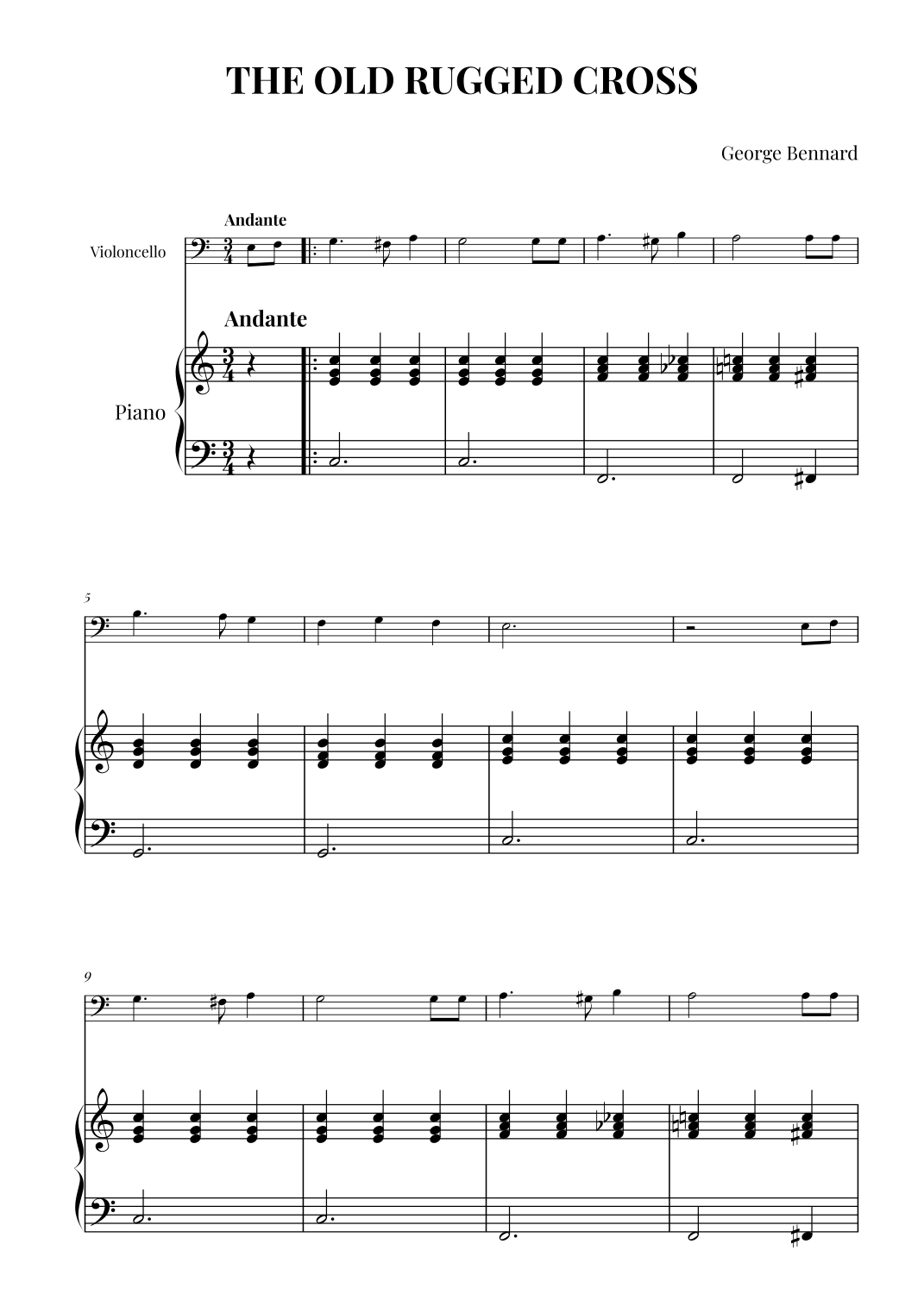 The Old Rugged Cross - Cello and Piano (arr. Leonardo Mioto Rebouças ...