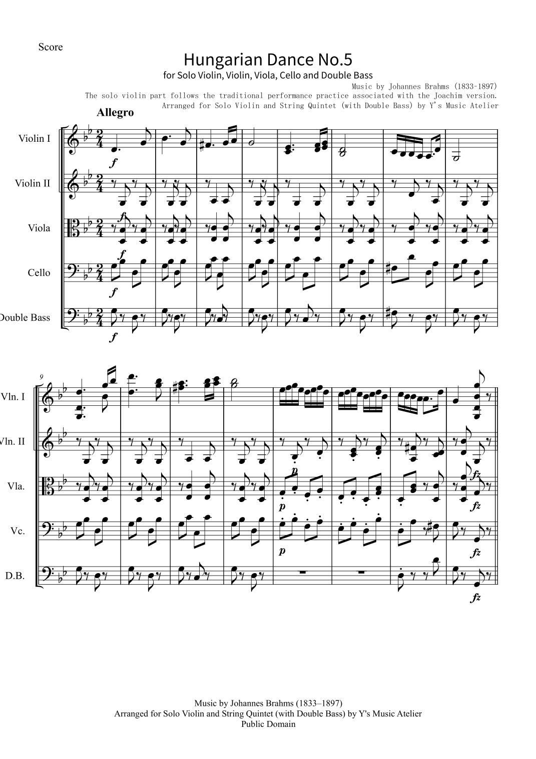 Brahms: Hungarian Dance No.5 – Solo Violin and String Quintet (with ...