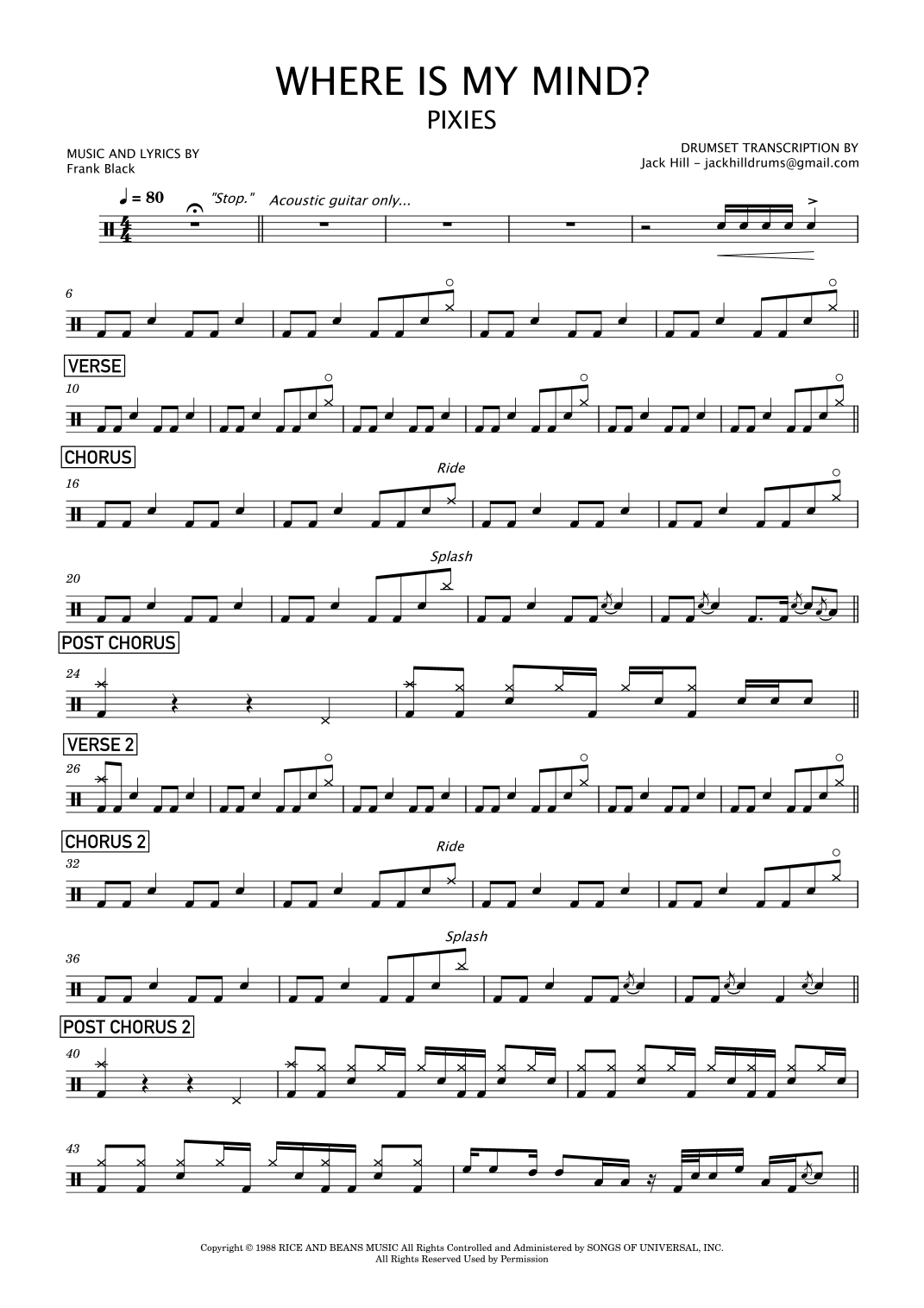 Where Is My Mind? (arr. Jack Hill) by Pixies Sheet Music for Drums at ...