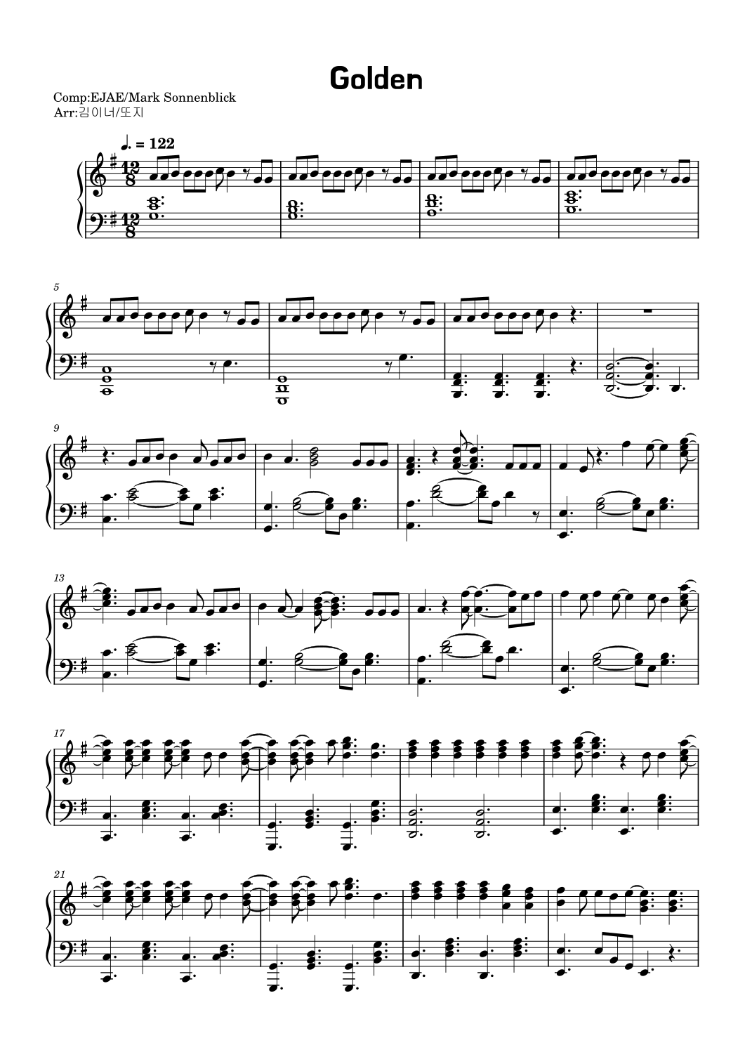 Golden (arr. KIMINER) by Huntr/X (Ejae, Audrey Nuna And Rei Ami) Sheet ...